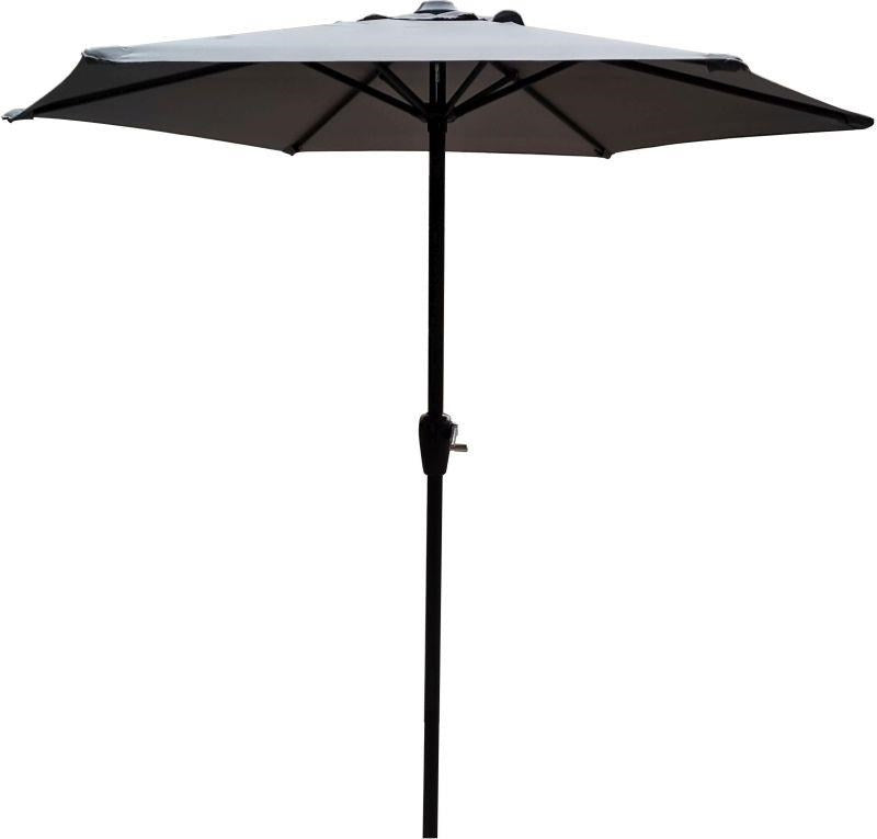 2m Aluminium Parasol Grey - Garden Parasol Sun Shade Canopy Patio Outd ...