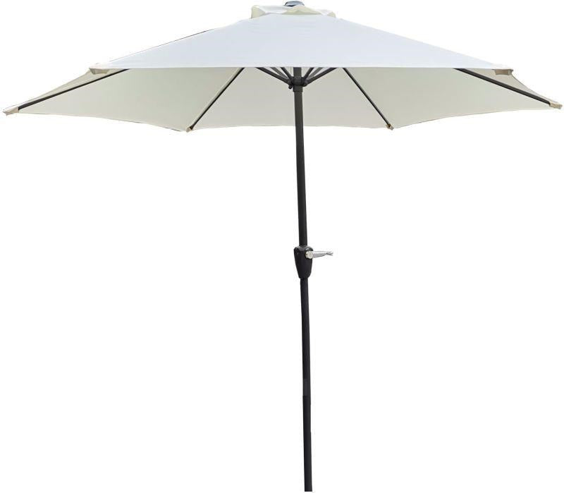 2m Aluminium Parasol NATURAL- Garden Parasol Sun Shade Canopy Patio Ou ...
